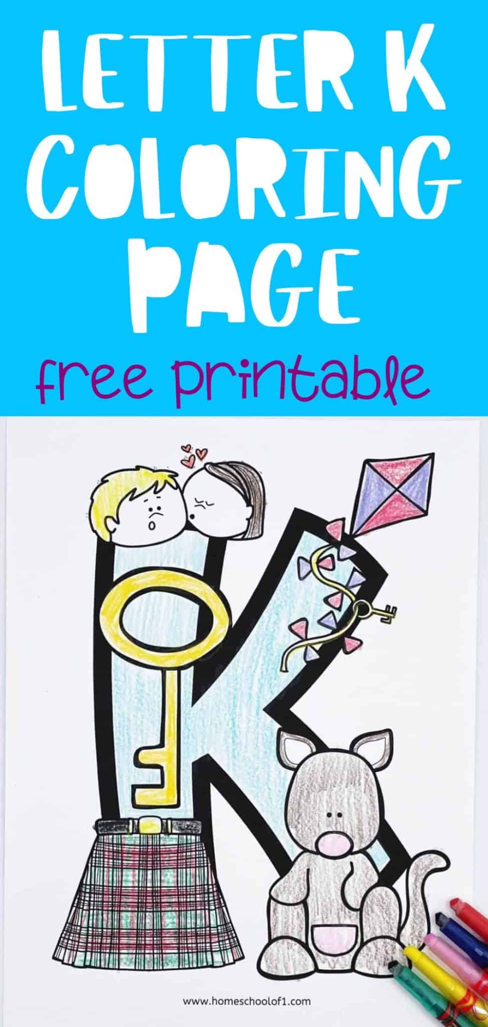 Letter K Coloring Page Free Printable for Preschoolers