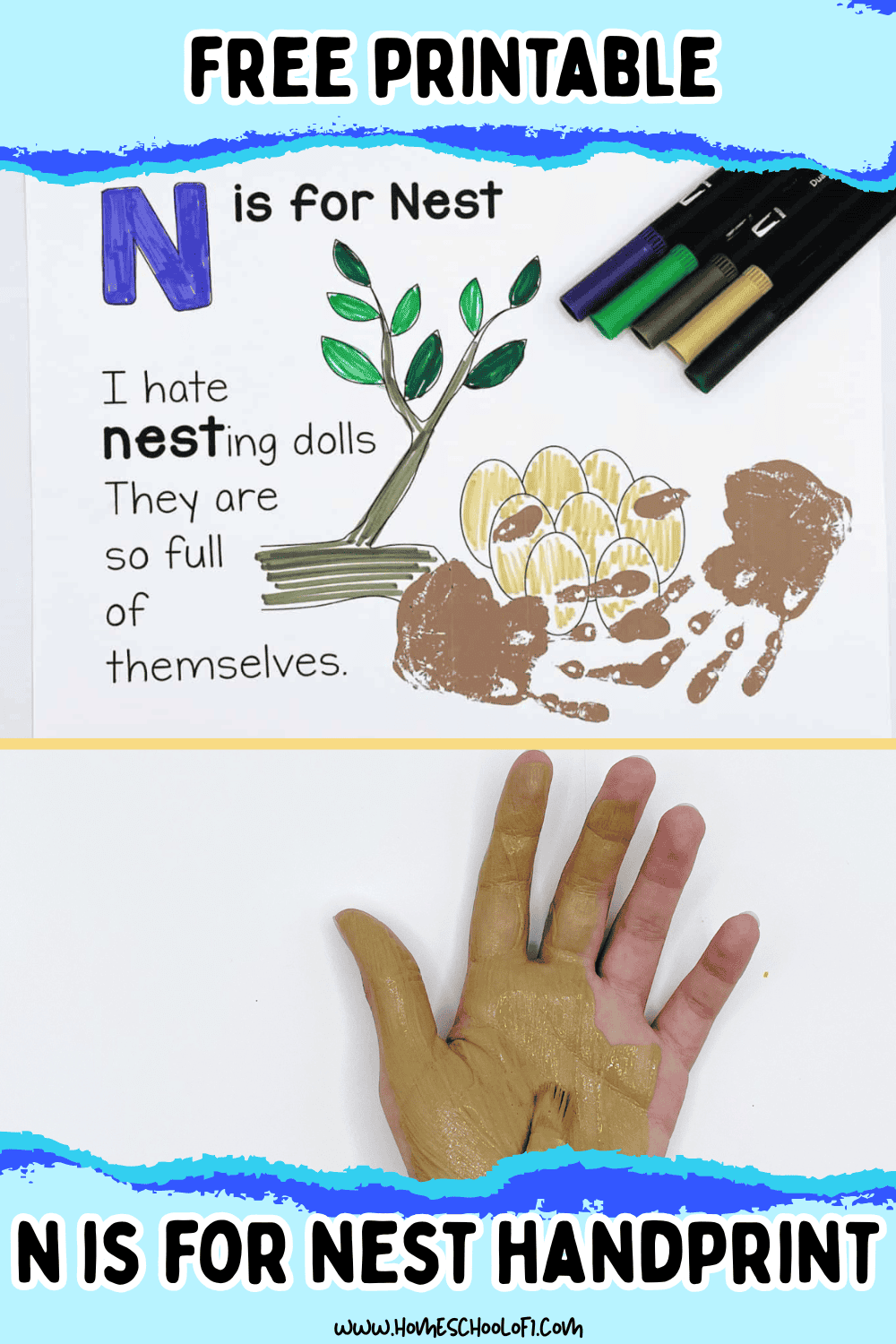 N is for Nest Handprint Art | A Fun Preschool Craft!