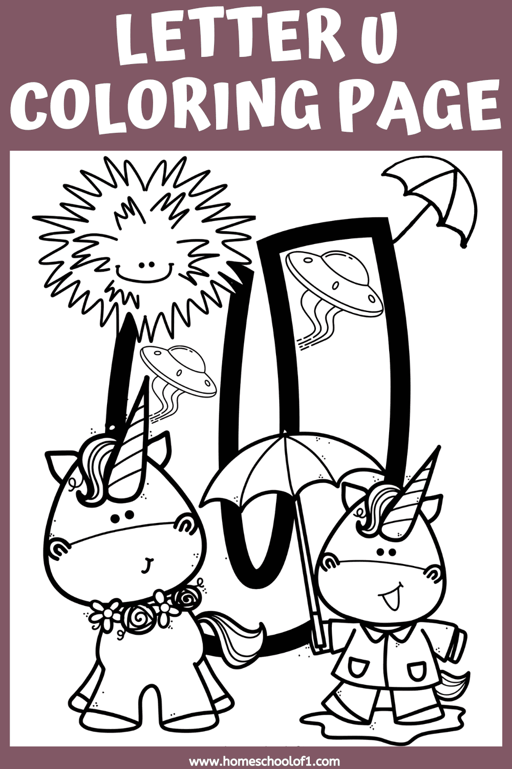 Free Letter U Coloring Page for Preschool and Kindergarten