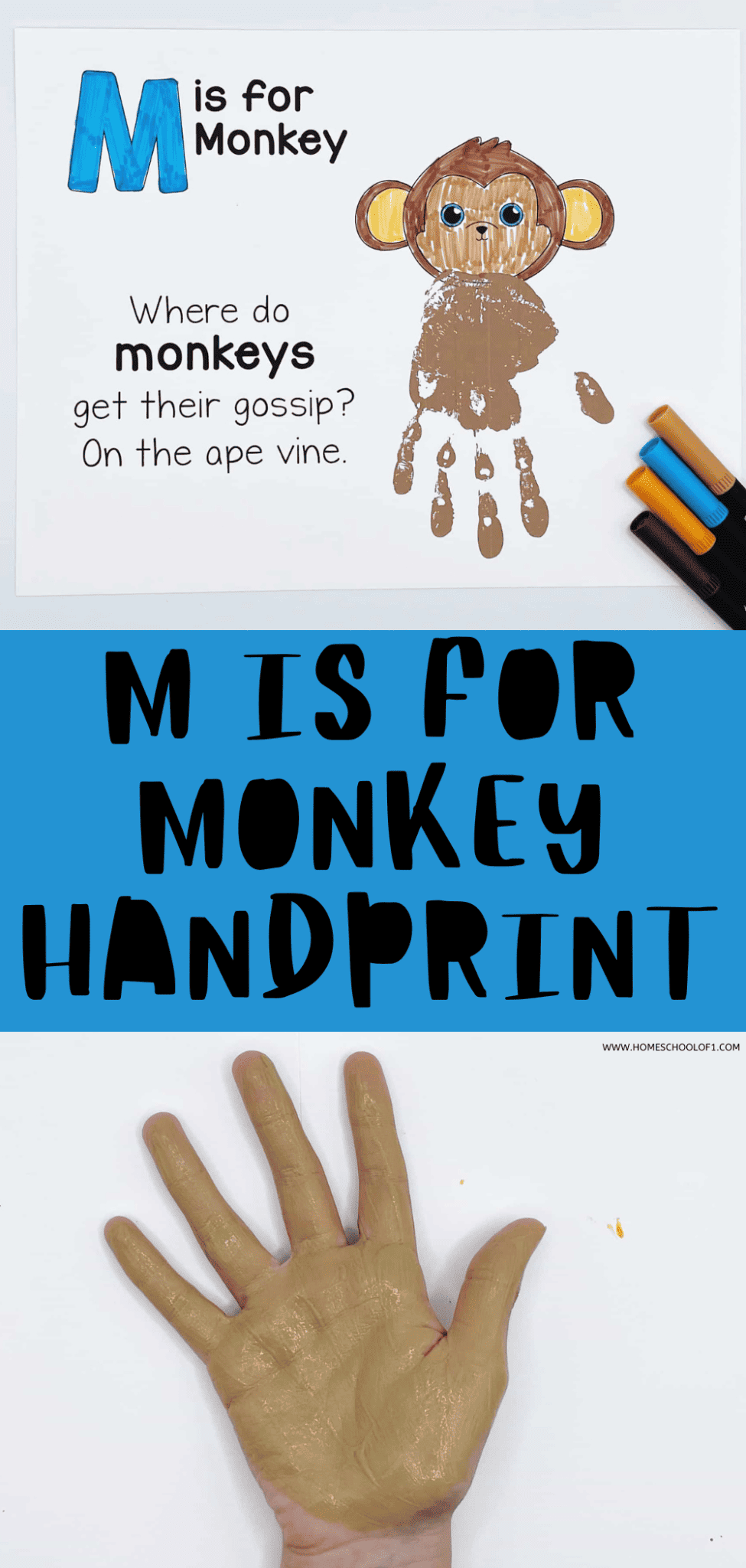 M Is For Monkey Handprint Art (Free Template)