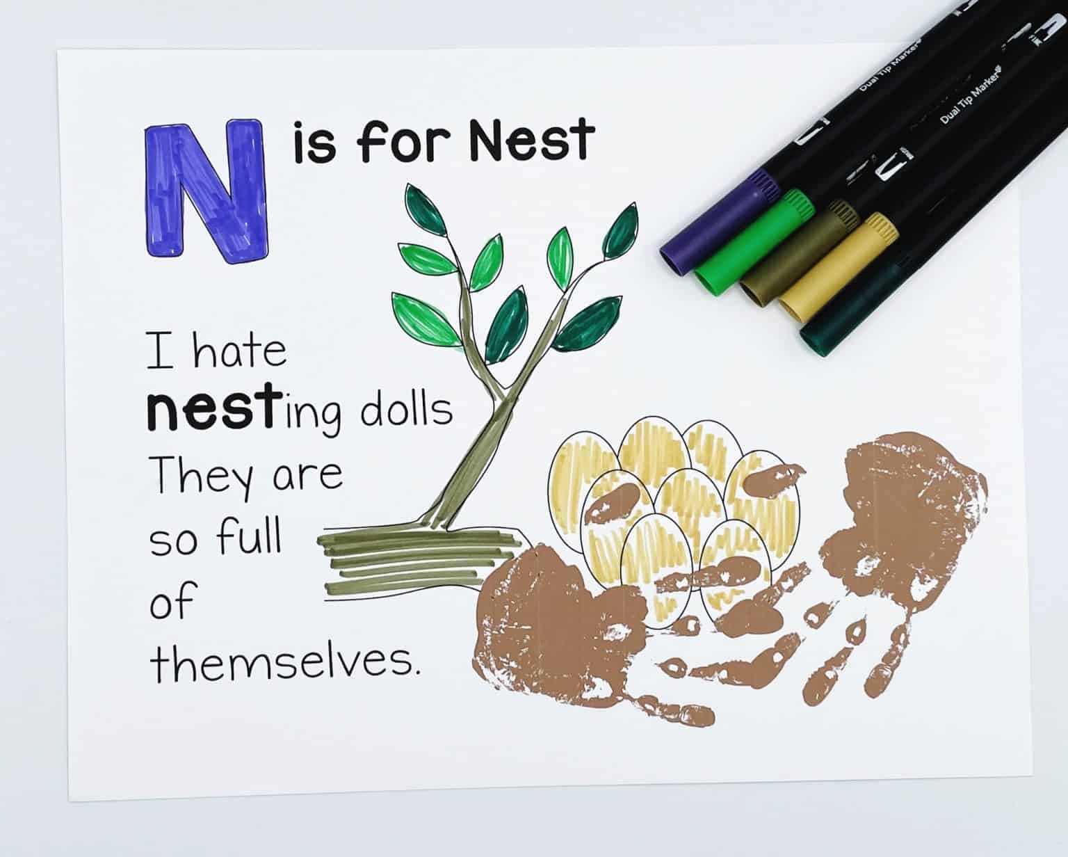 N is for Nest Handprint Art | A Fun Preschool Craft!