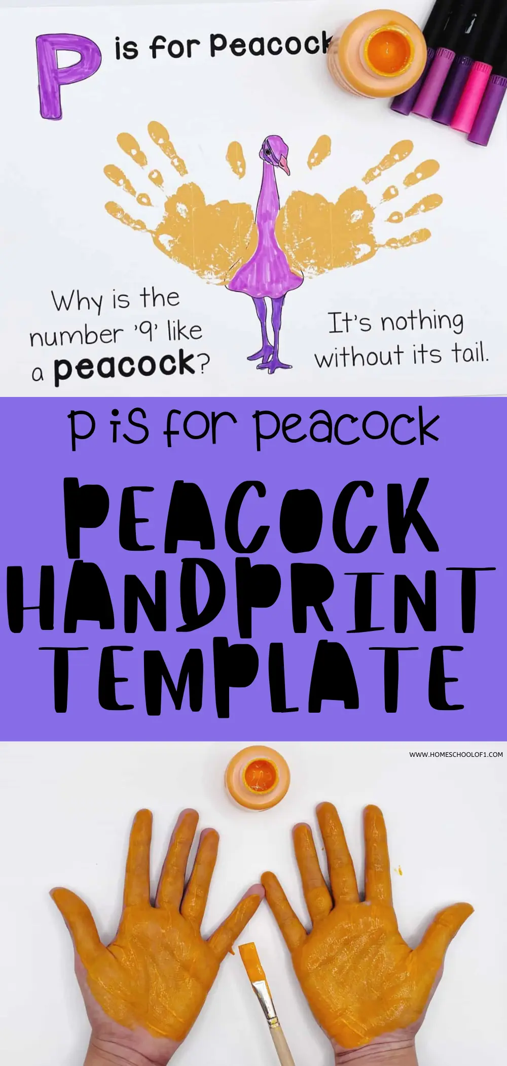 Free Printable P is for Peacock Handprint Art