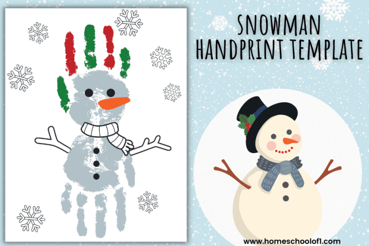 Snowman Handprint Craft for Preschoolers (free printable) - Homeschool of 1