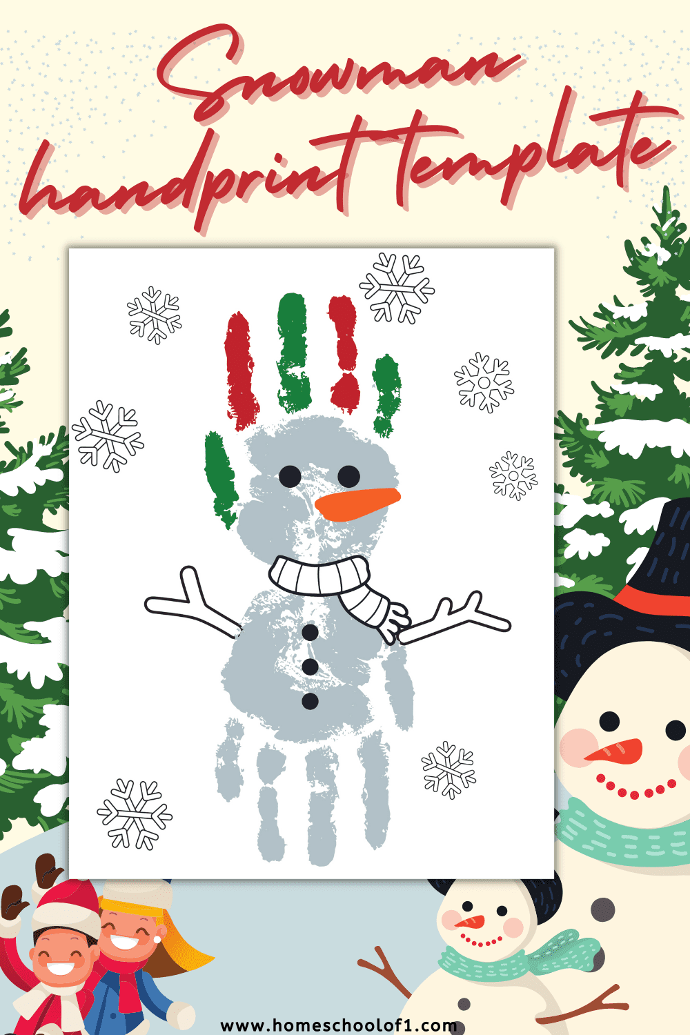 Free Snowman Handprint Template for Preschoolers