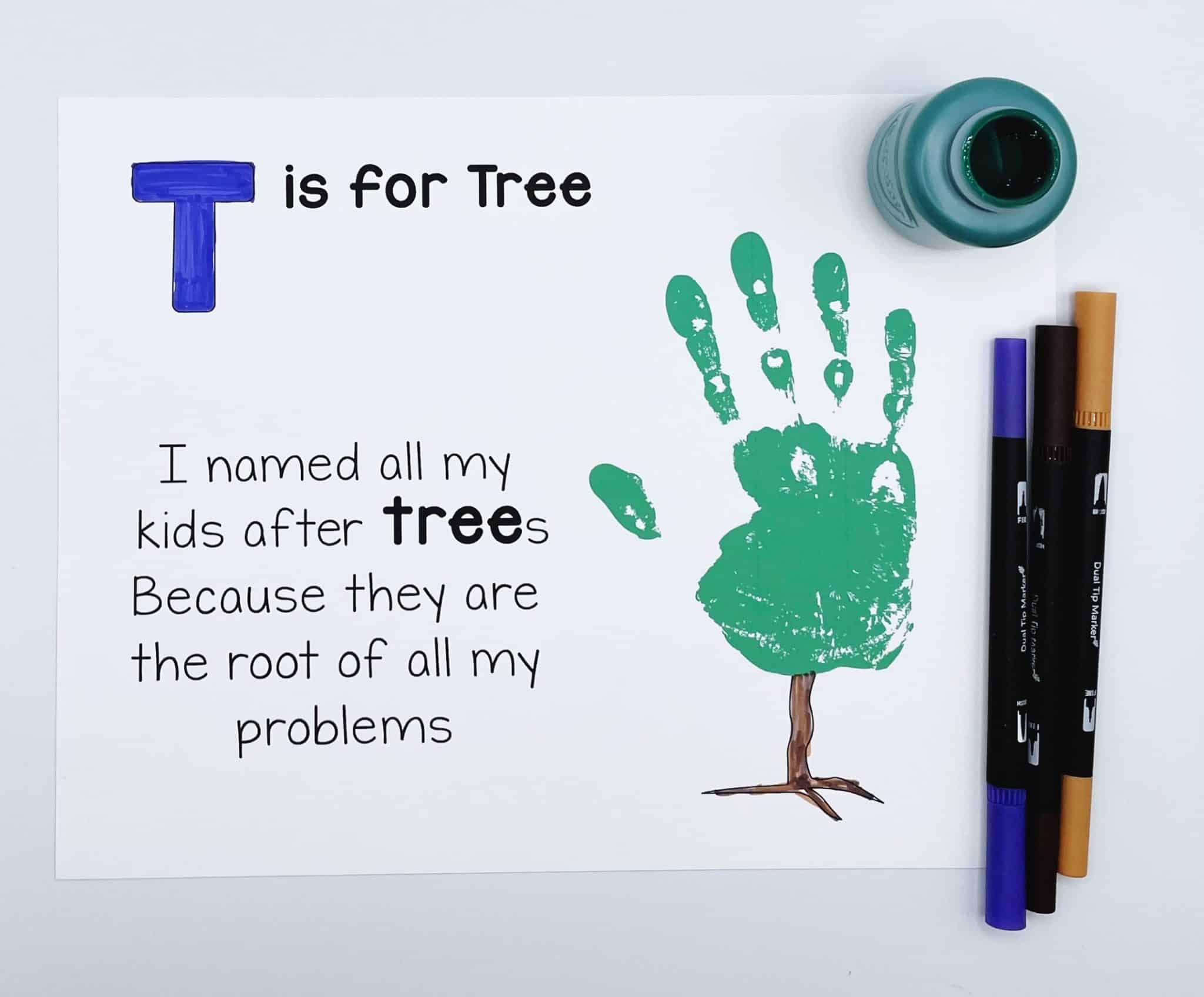 Letter T Is For Tree Handprint Craft Homeschool Of 1