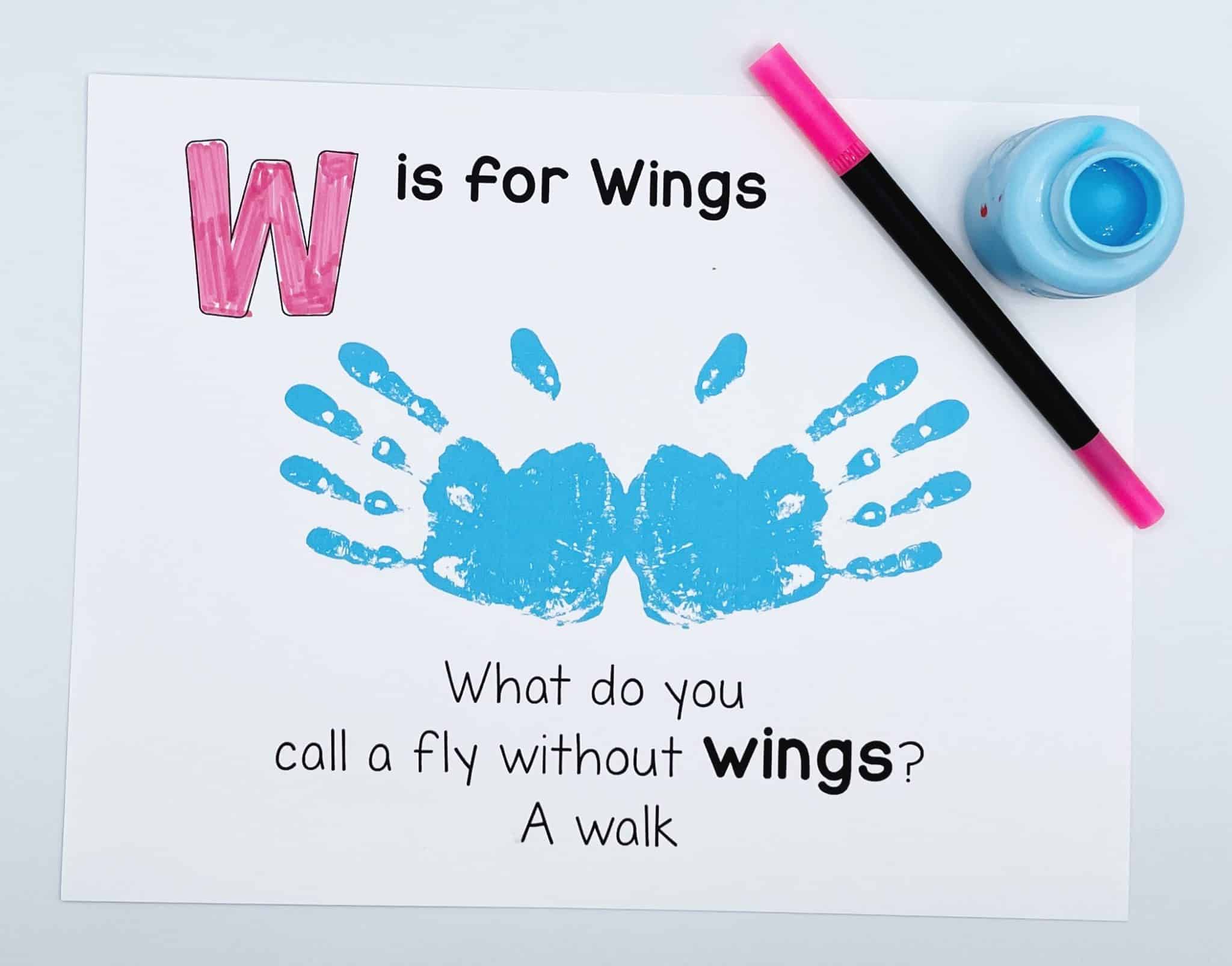 Letter W Handprint Craft: W is for Wings