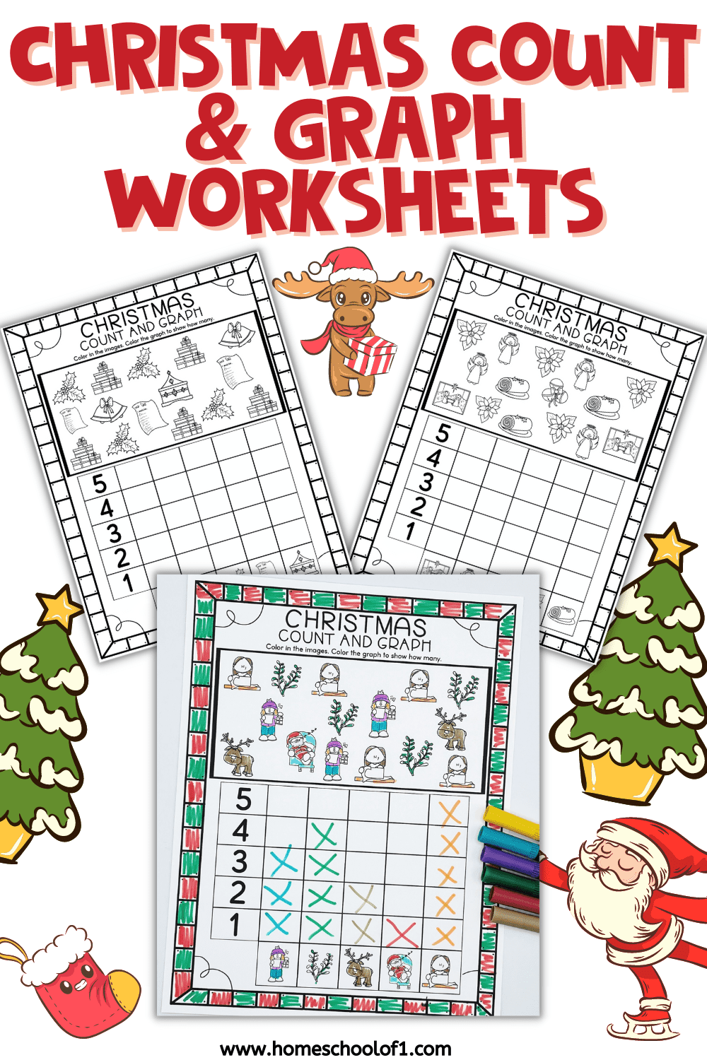 Free Christmas Graphing Worksheets | Count & Color