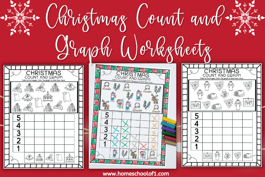 3 Christmas Graphing Worksheets, Count & Color (Free)