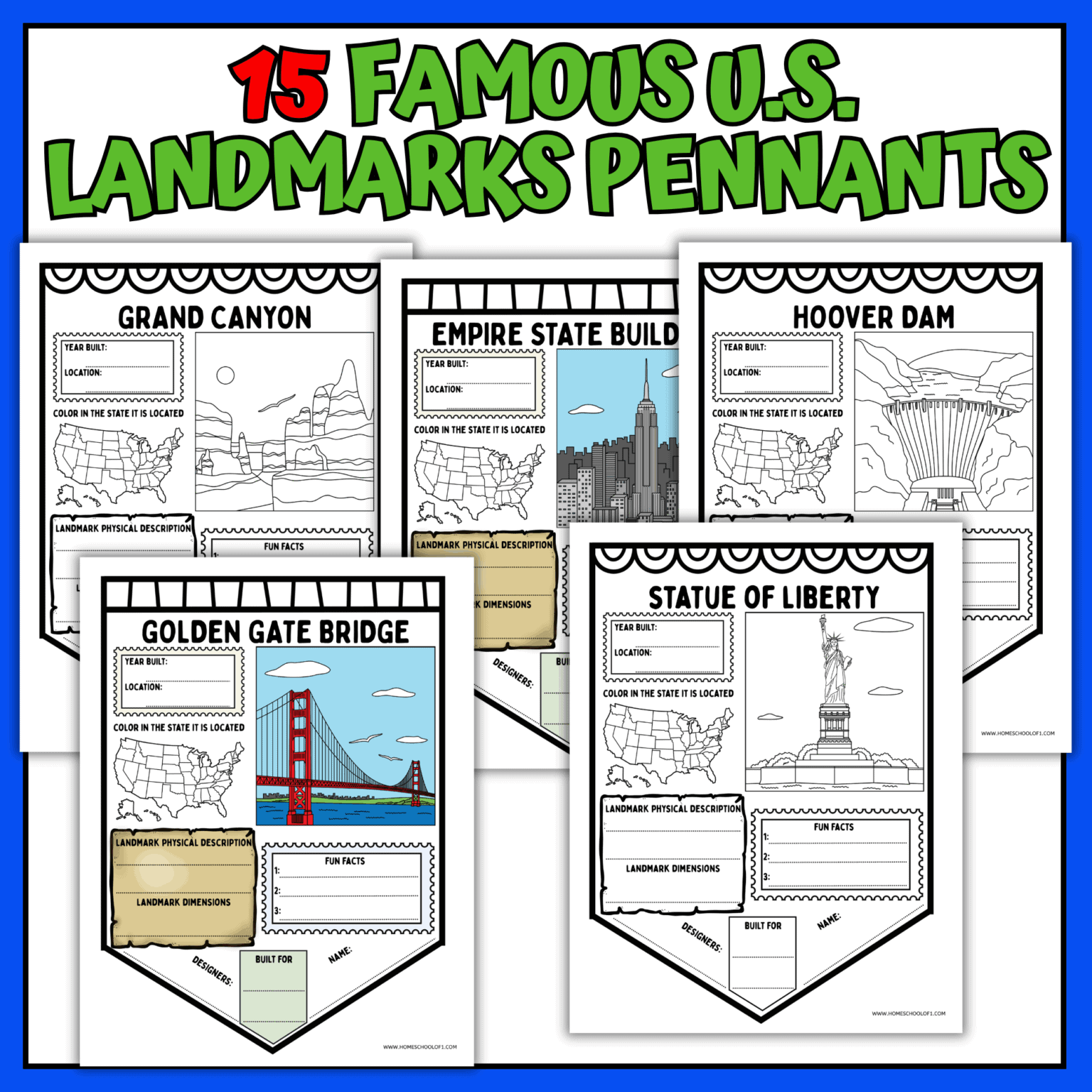 Free American Landmarks Worksheets