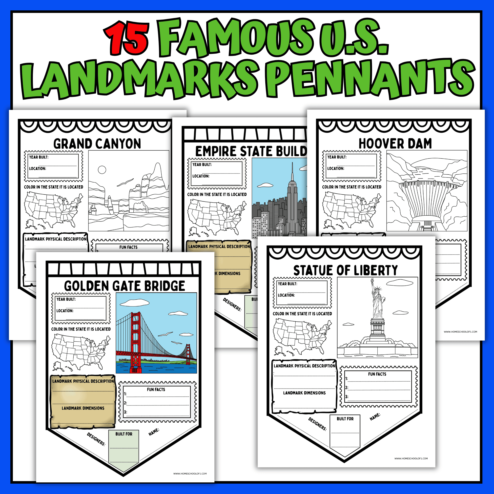 Free American Landmarks Worksheets