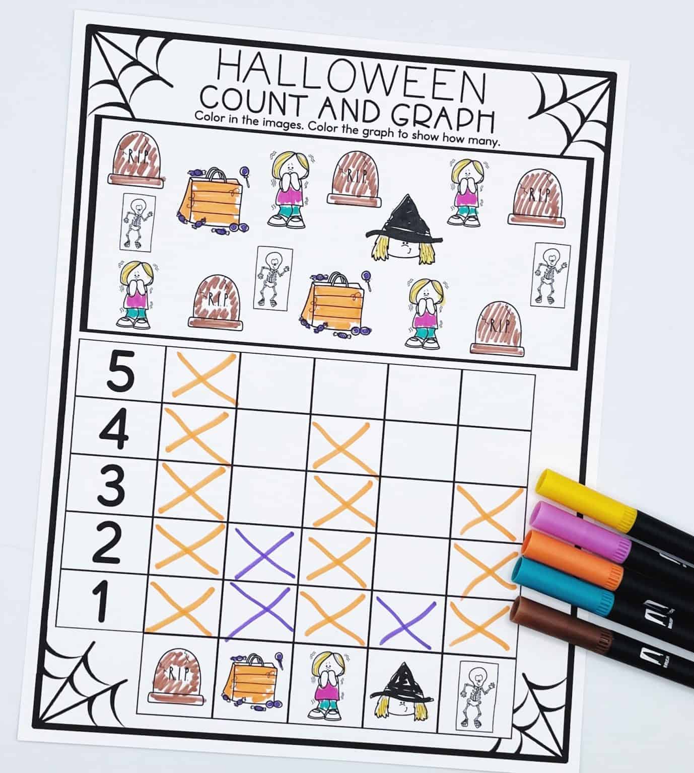 Free Halloween Graphing Worksheet (Color, Count & Graph)