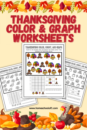 Free Thanksgiving Graph, Color and Count Worksheets