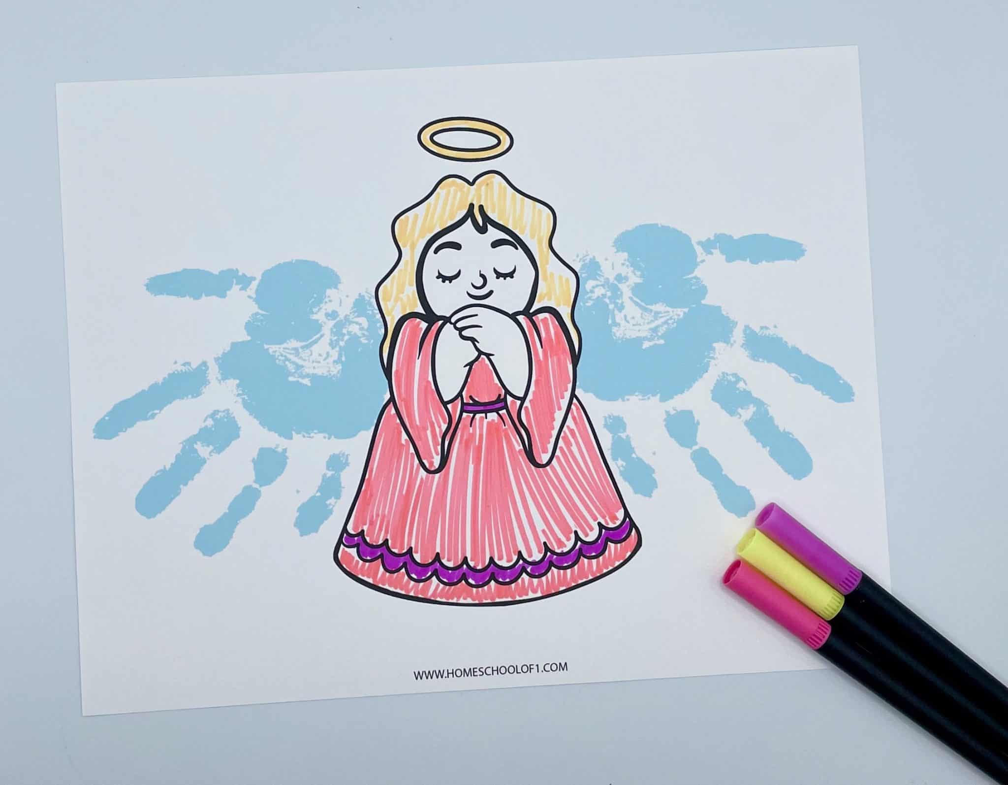 Free Christmas Angel Handprint Template