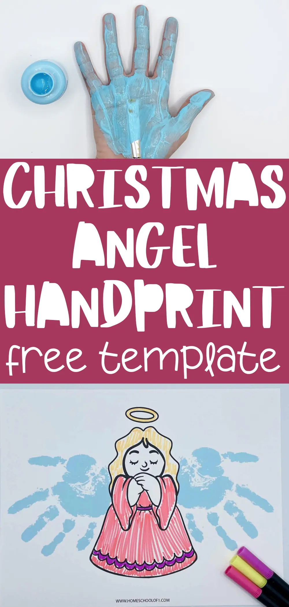 Free Christmas Angel Handprint Art Printable