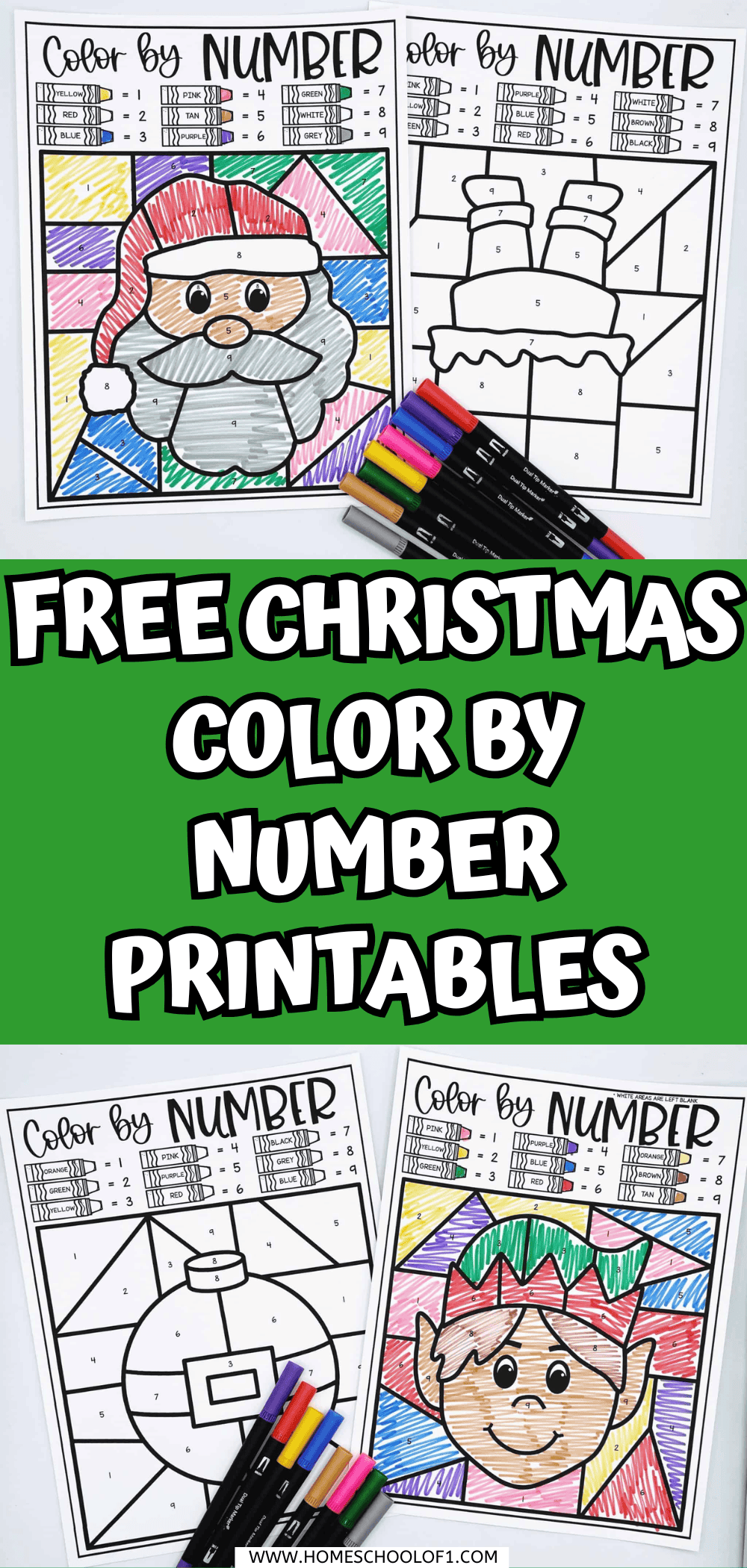 Free Christmas Color by Number Printables for Preschoolers