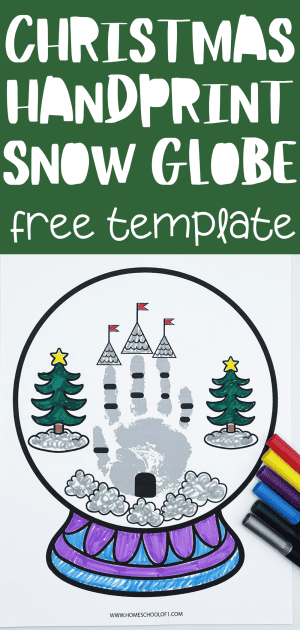 Christmas Handprint Snow Globe Template