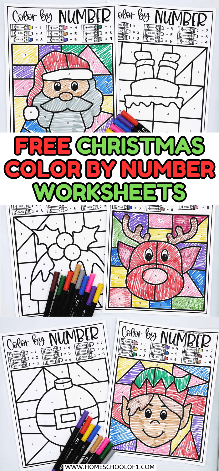 Free Christmas Color by Number Printables for Preschoolers