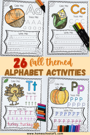 26 Free Fall Alphabet Activities (Color, Write & Trace)