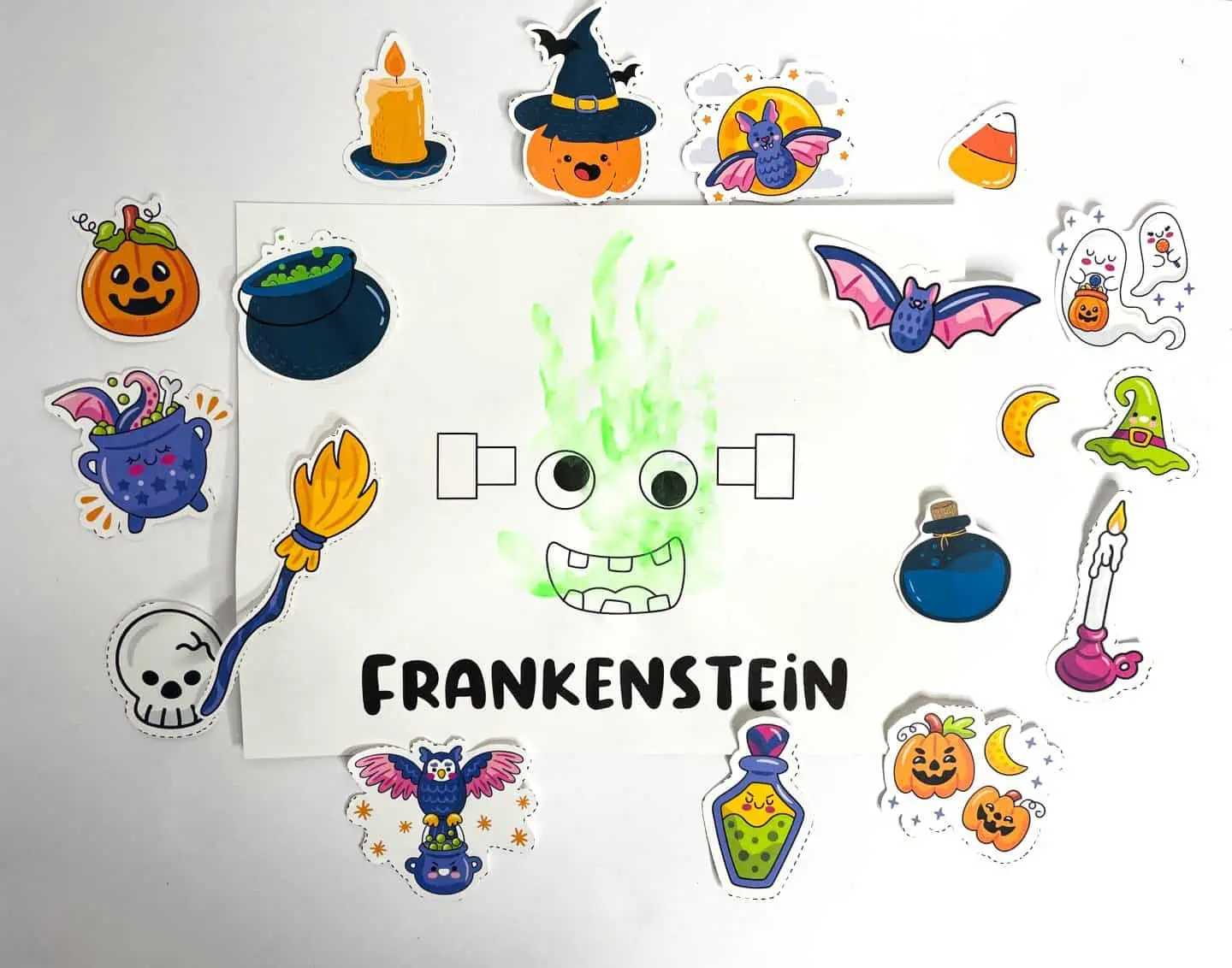 Frankenstein Handprint Craft Template For Halloween