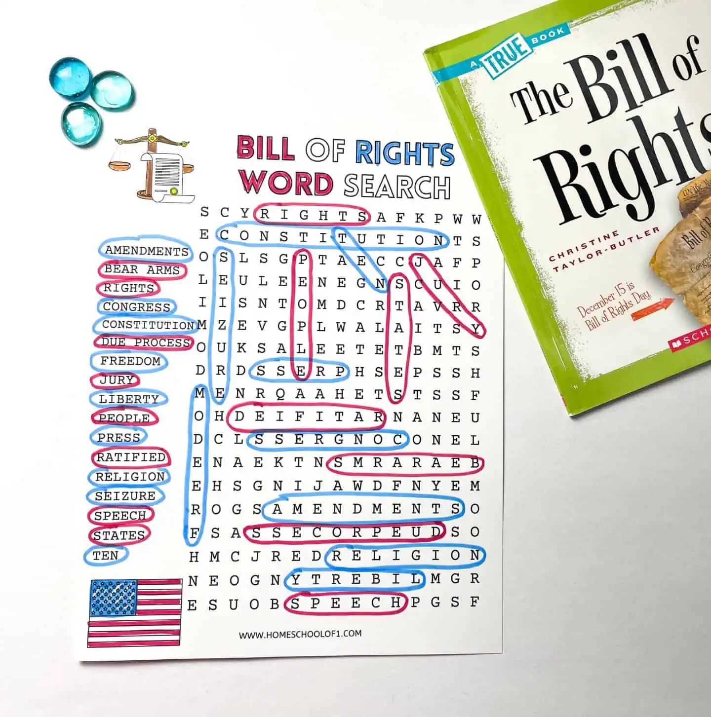 Bill of Rights Word Search (Free Printable)