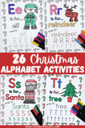 Christmas Alphabet Worksheets (26 free pages)