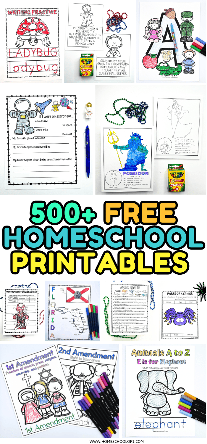 500+ Free Homeschool Printables for Every Subject and Grade