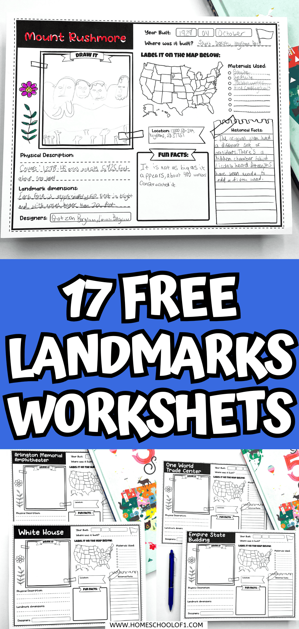 Free American Landmarks Worksheets