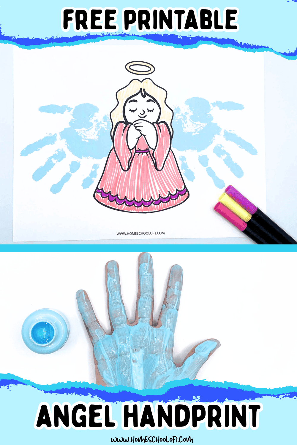 Free Christmas Angel Handprint Art Printable