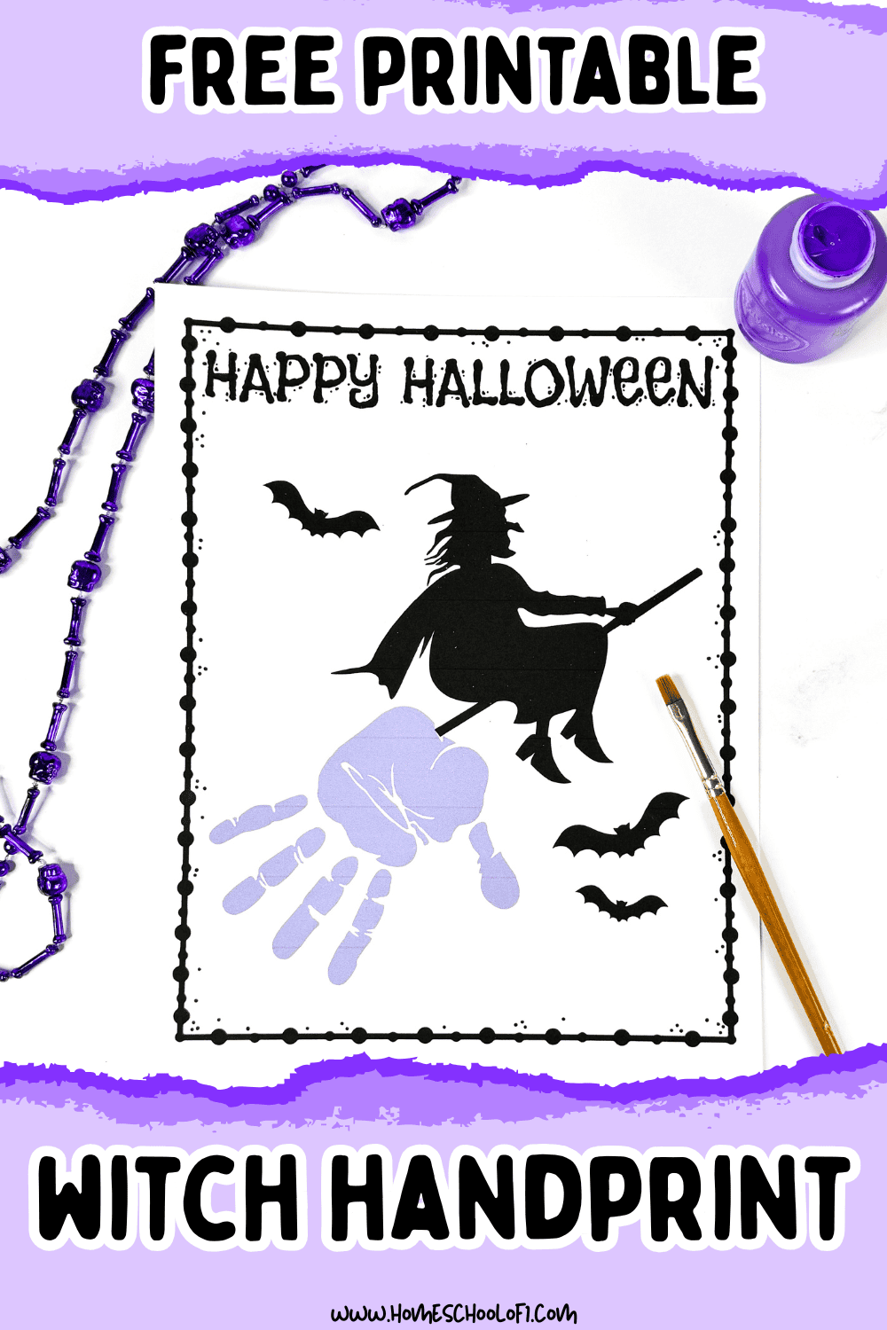 Free Witch Handprint Craft Printable for Halloween