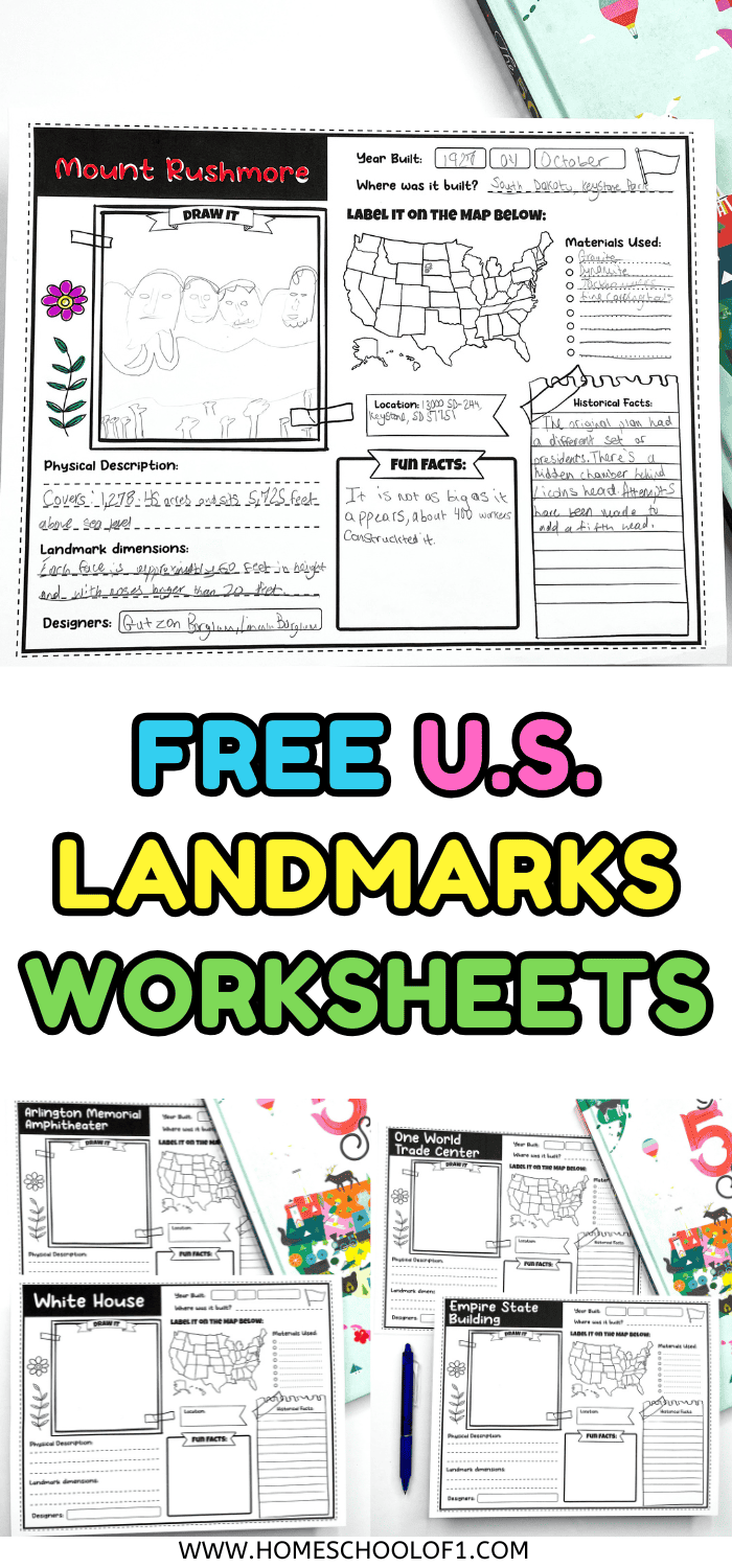 Free American Landmarks Worksheets