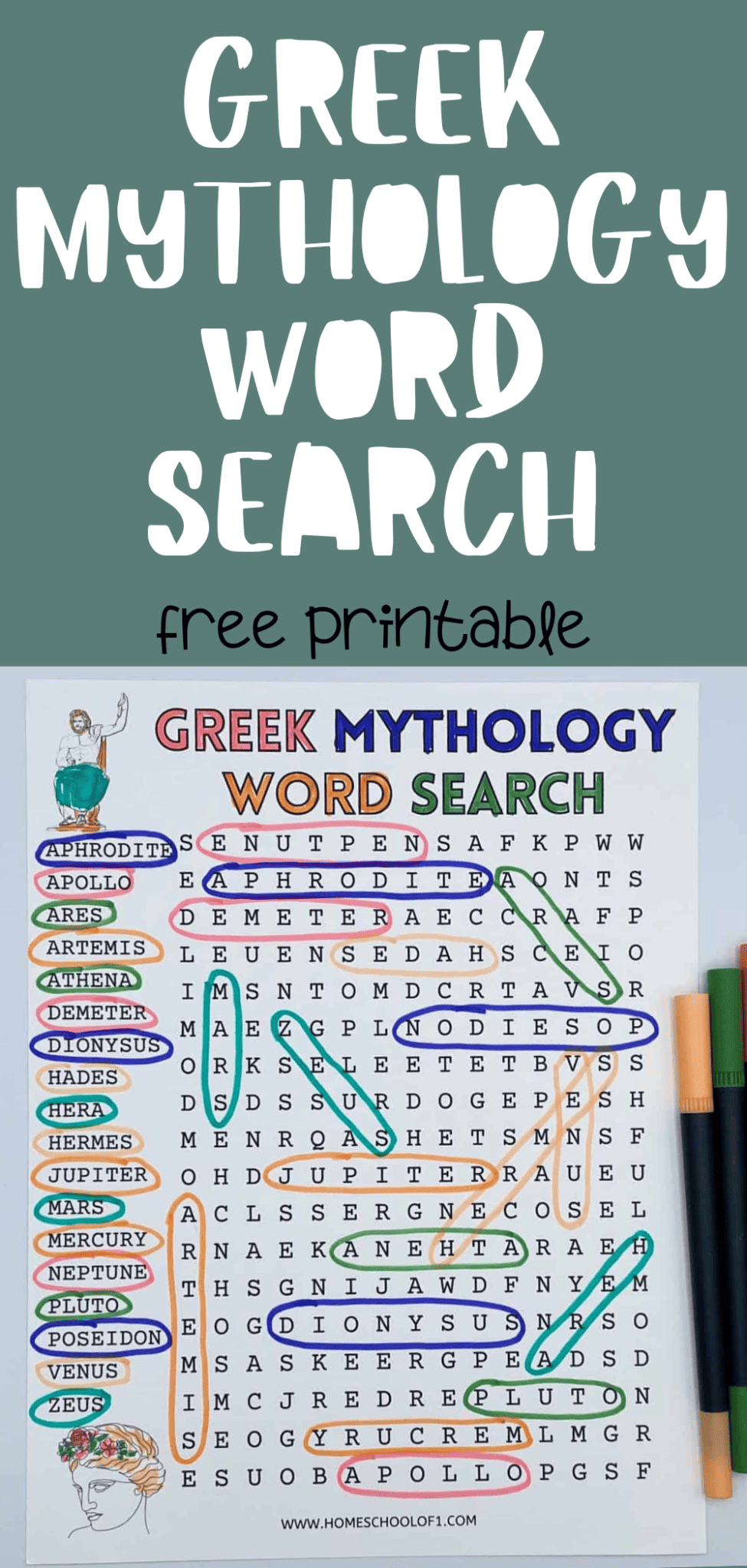 Greek Mythology Word Search (Free Printable)