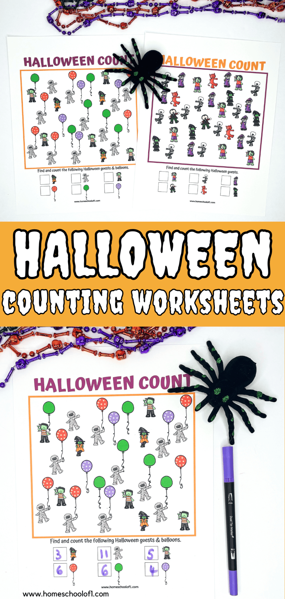 Halloween Counting Worksheets (Free Printables)