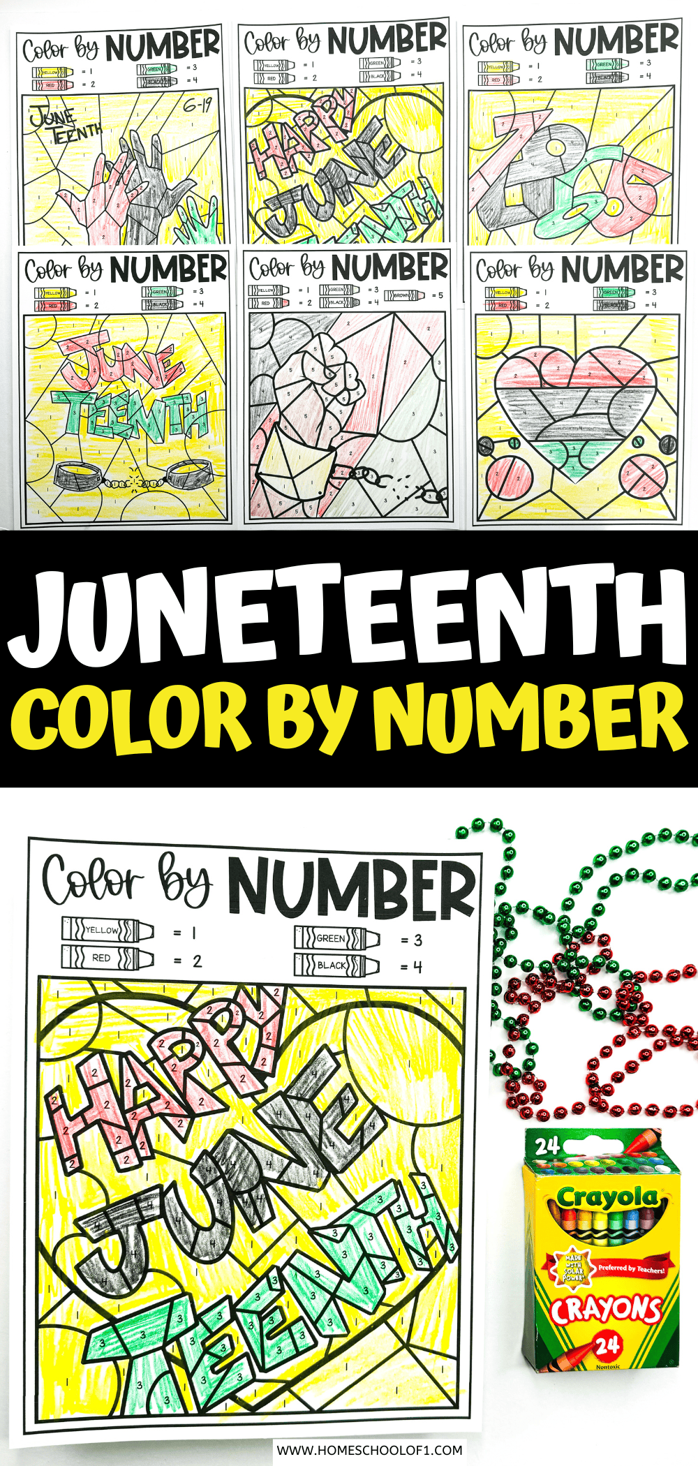 Free Juneteenth Color By Number Worksheets for Kids