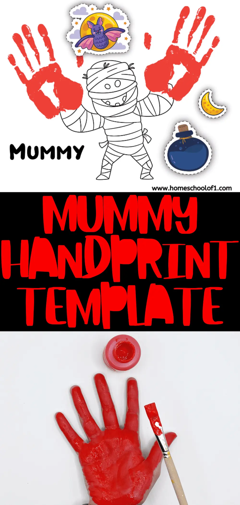 Free Halloween Mummy Handprint Template