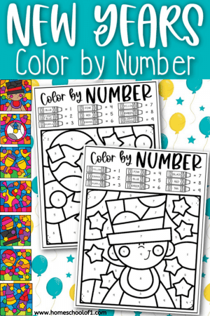 7 New Years Color by Number Free Printables