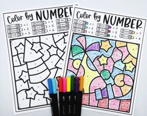 New Year's Color by Number Free Printable