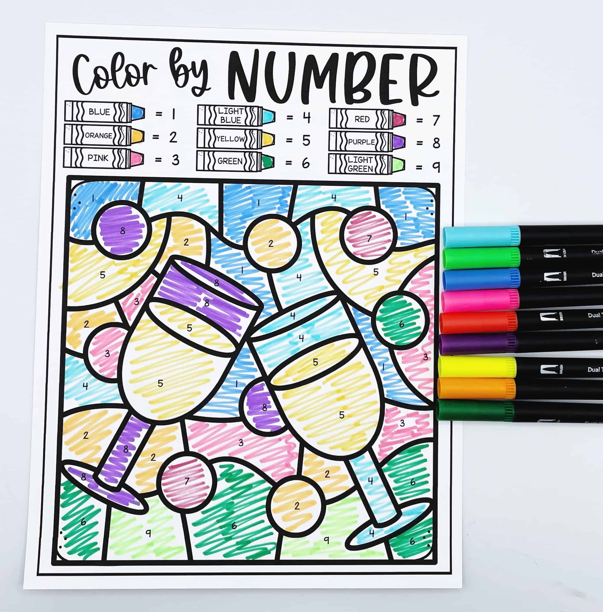 New Year's Color by Number Free Printable