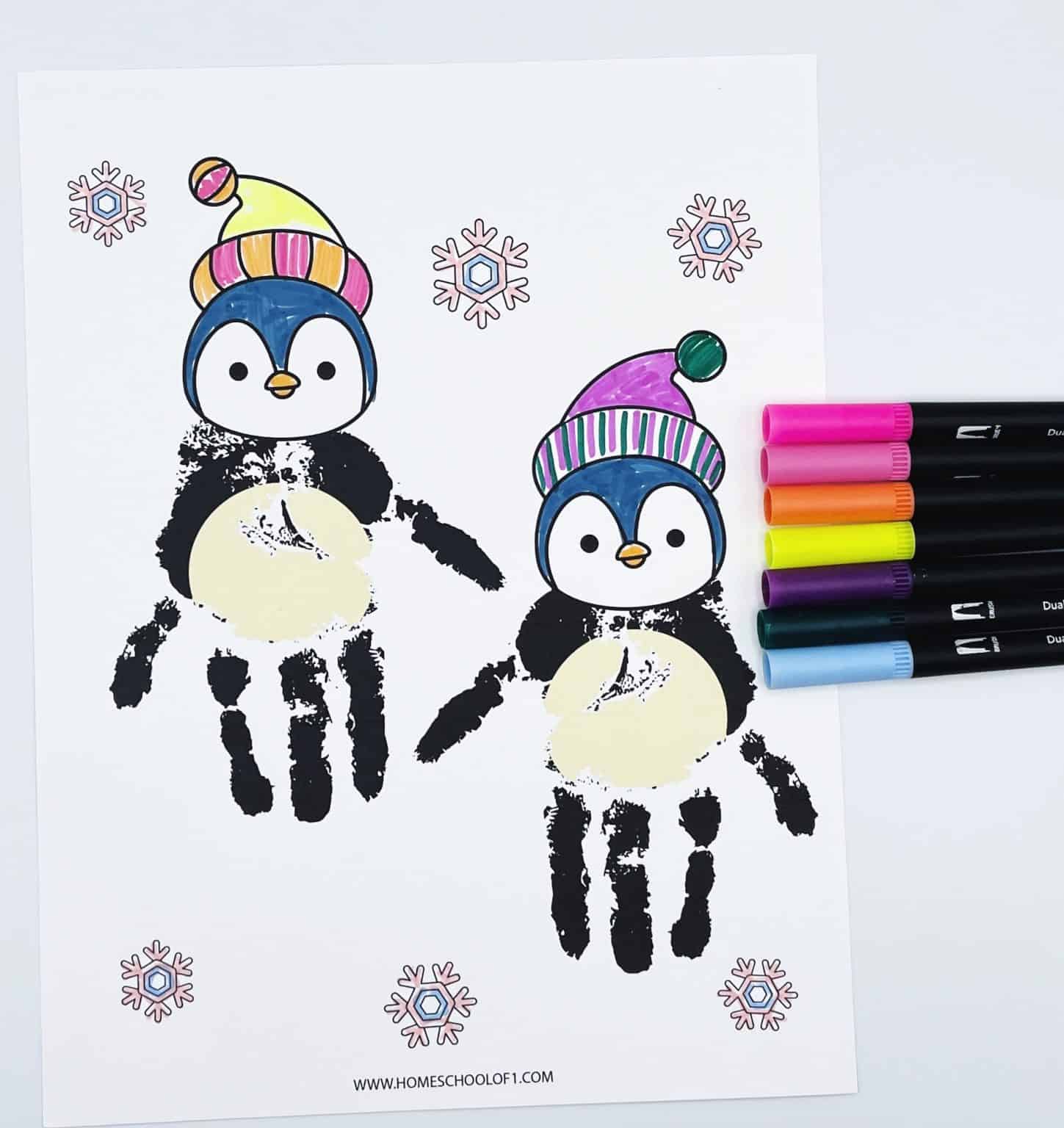 Free Penguin Handprint Printable for Christmas Crafts