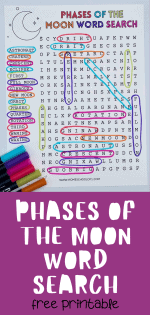 Free Phases of the Moon Word Search Printable for Kids