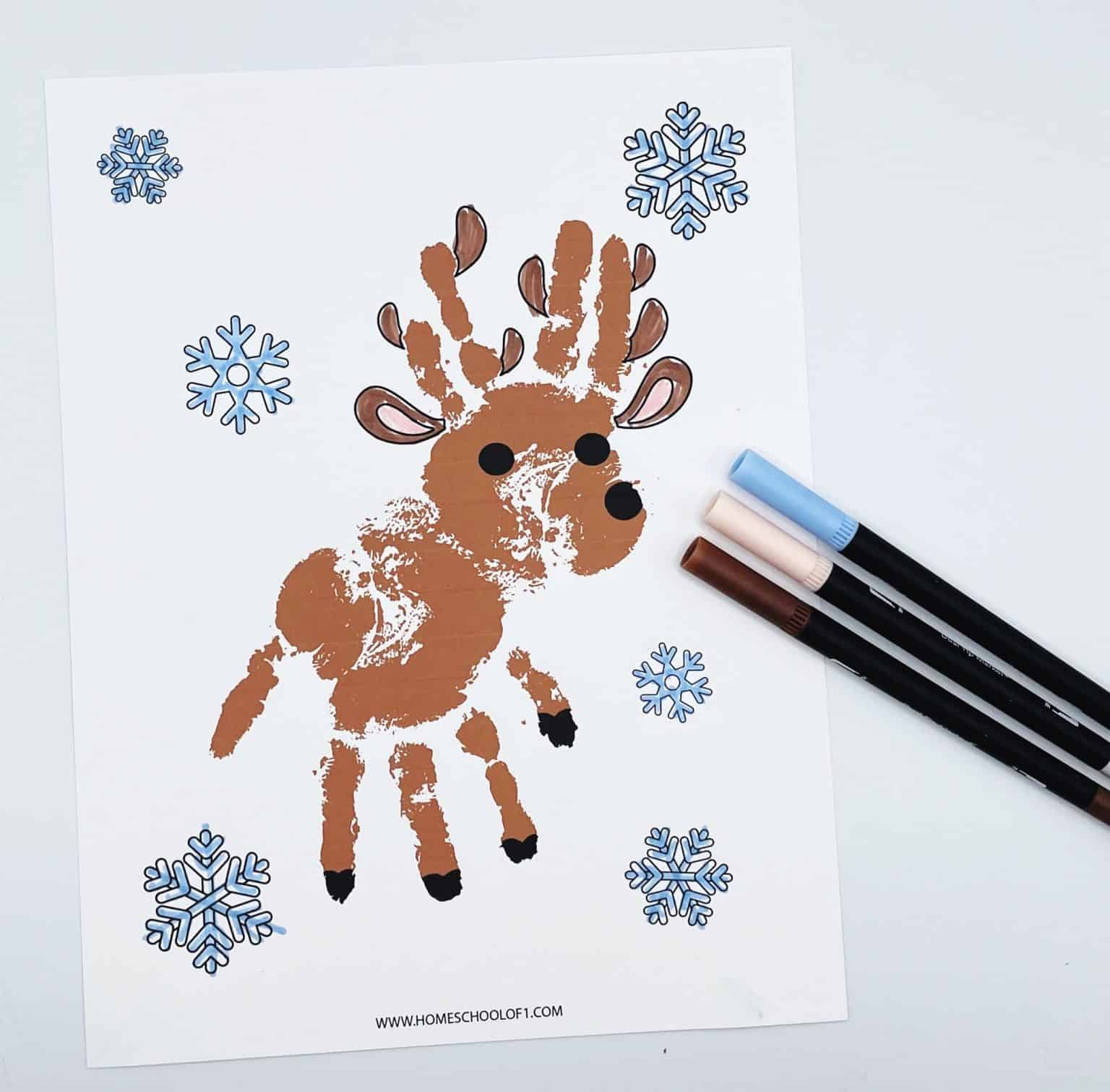 Free Reindeer Handprint Template Perfect For Christmas