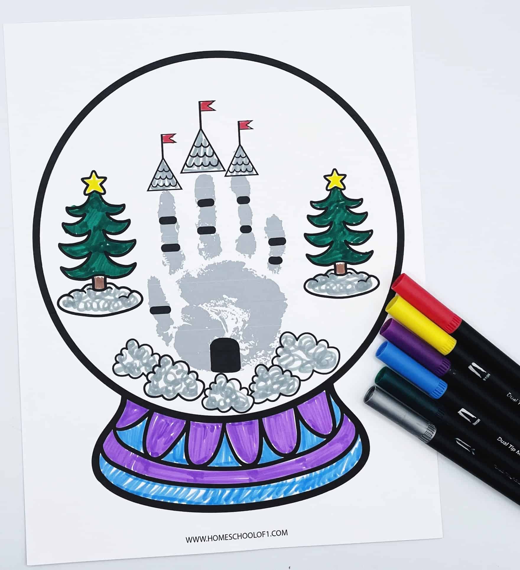 Christmas Handprint Snow Globe Printable
