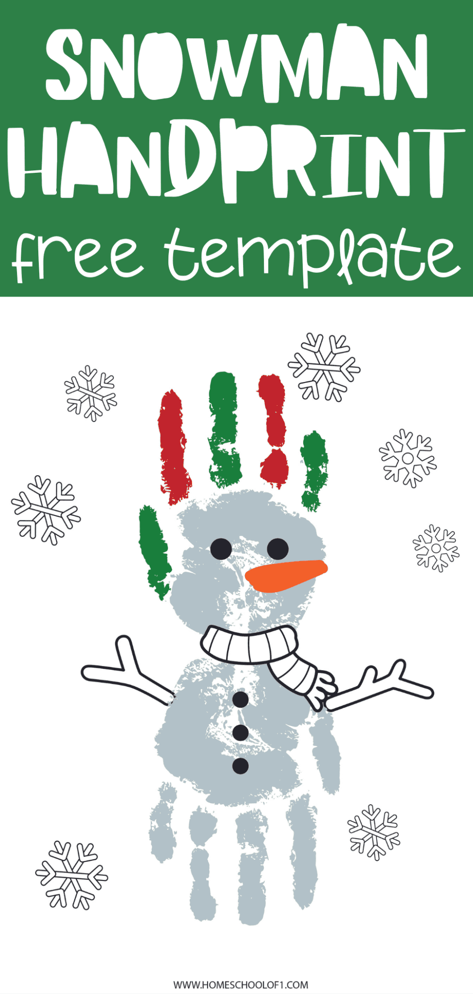 Snowman Handprint Template for Preschoolers (Free Printable)