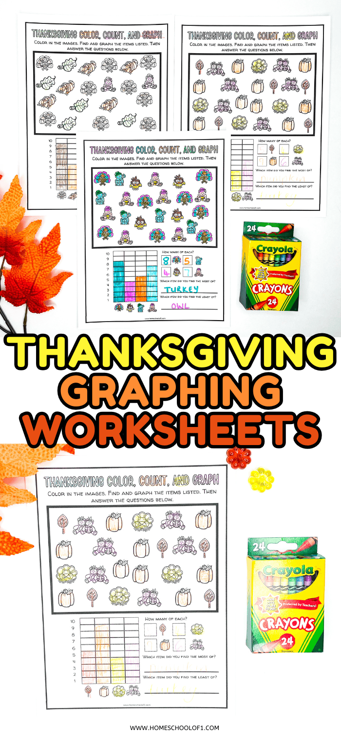 Free Thanksgiving Graphing Worksheets, Color and Count