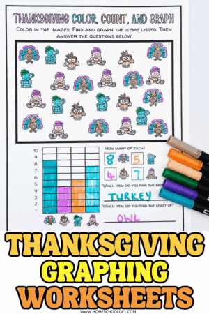Free Thanksgiving Graphing Worksheets, Color and Count