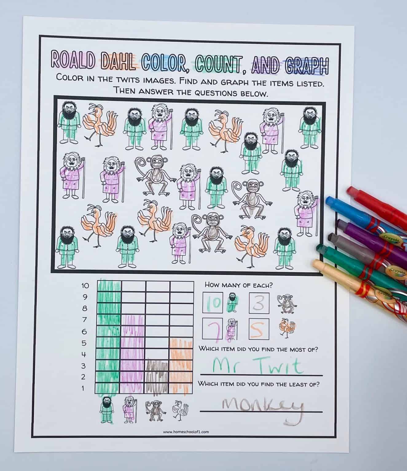 Free Roald Dahl Math Worksheets for KS1
