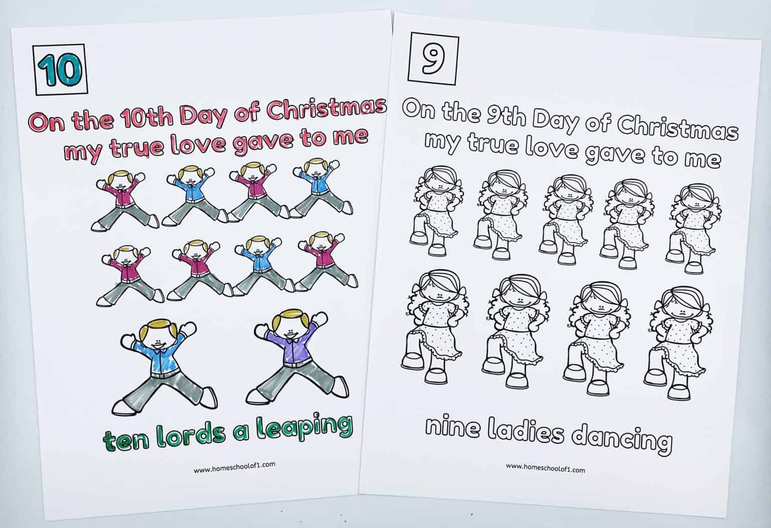 Free 12 Days of Christmas Coloring Pages