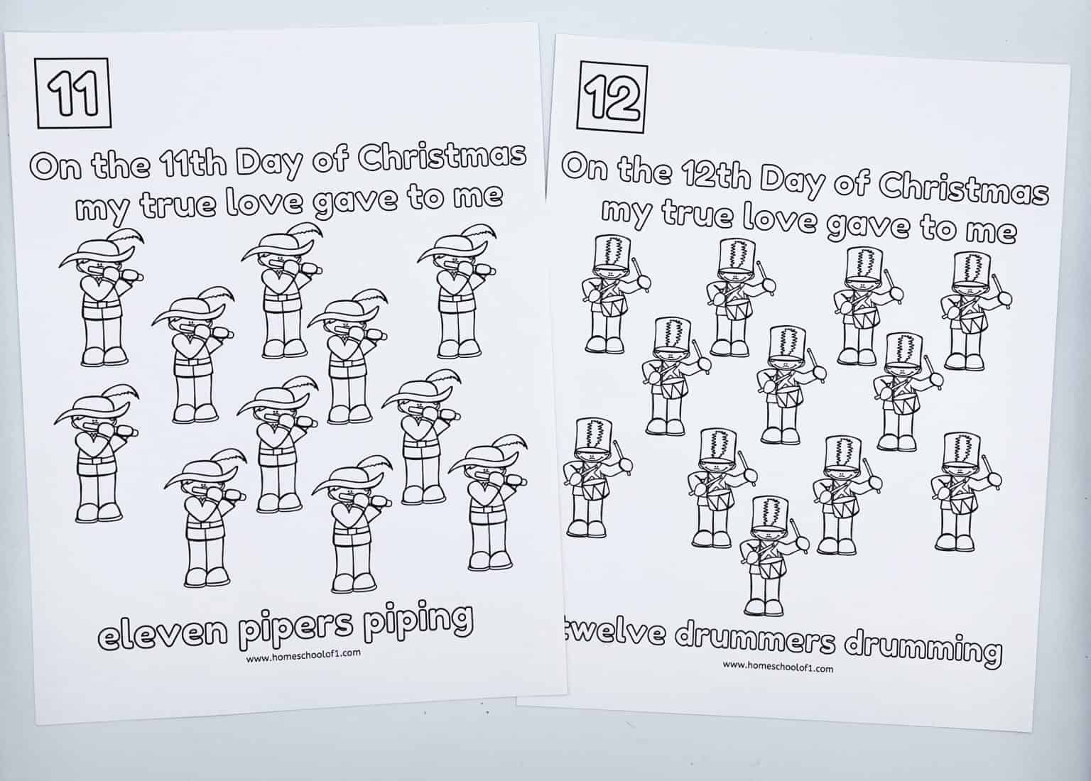 Free 12 Days of Christmas Coloring Pages