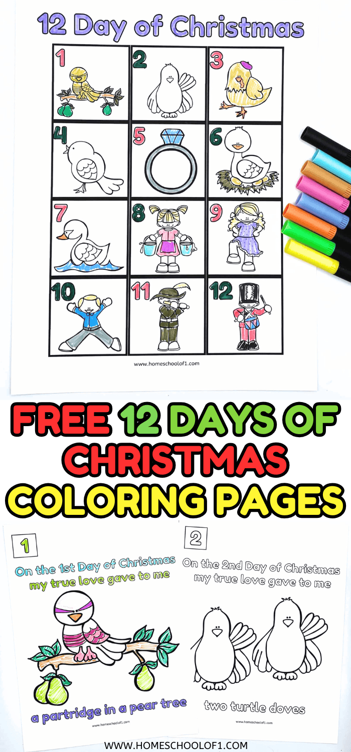 Free 12 Days of Christmas Coloring Pages