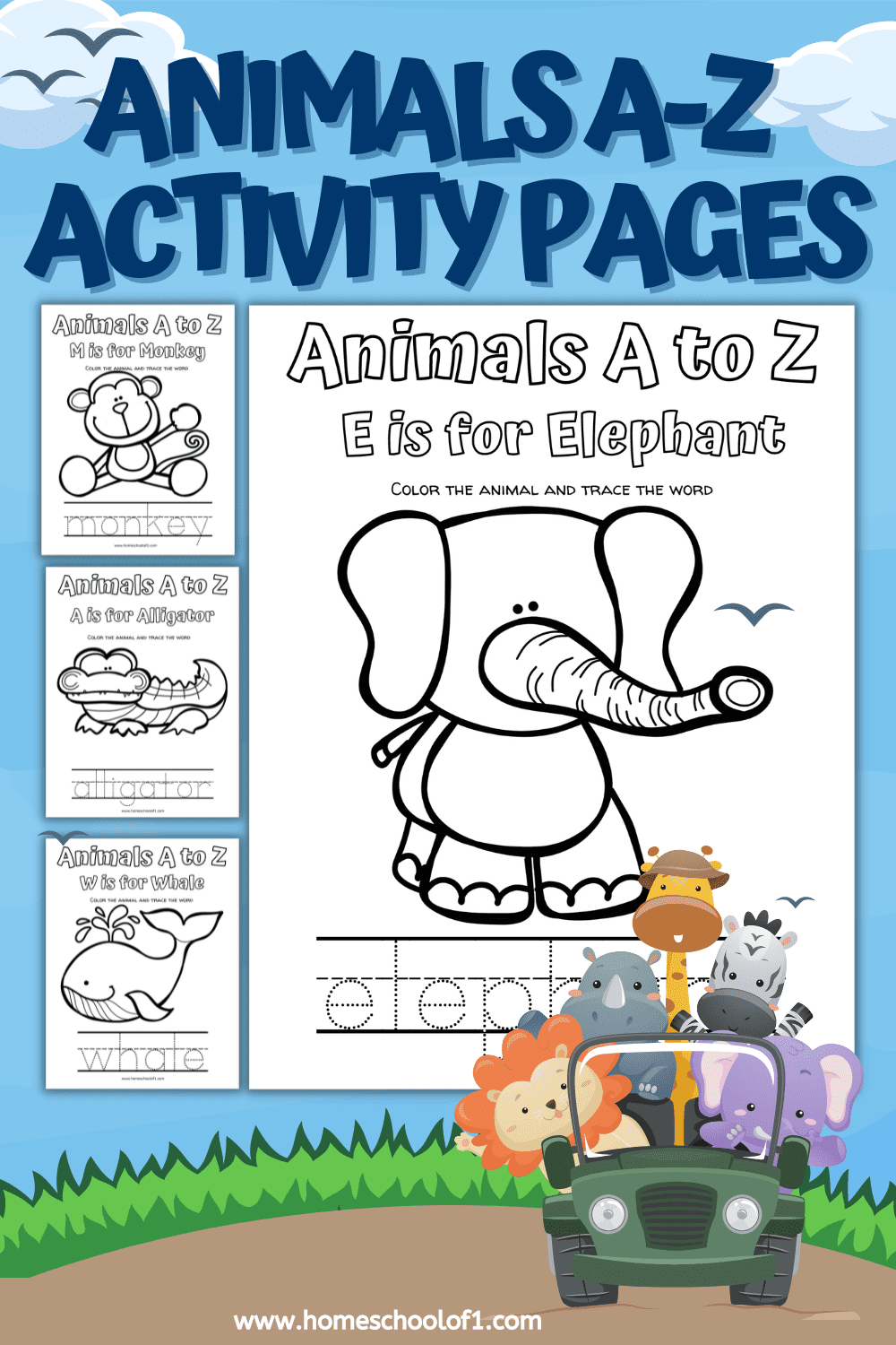 Free Alphabet Animals Coloring Pages for Kids