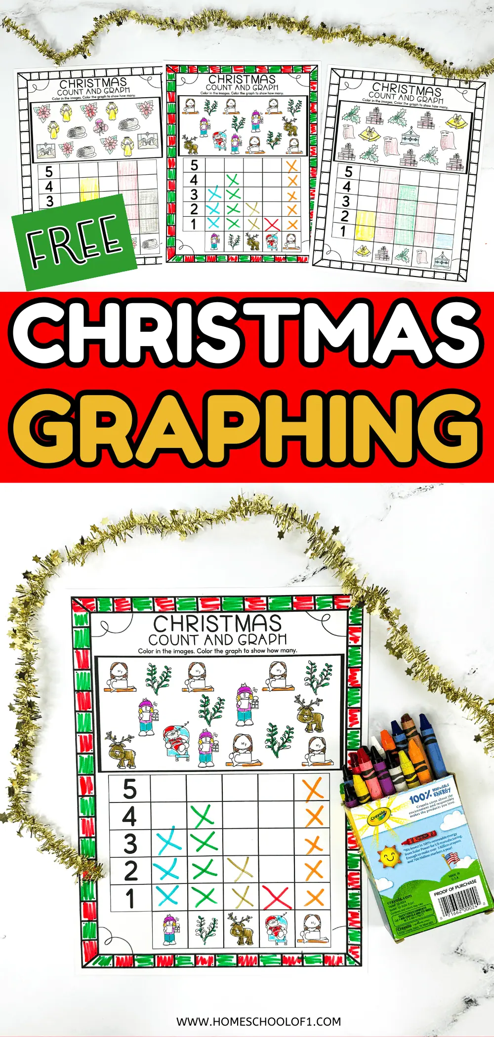 Christmas Graphing Worksheet | Count & Color (3 Free Printables)